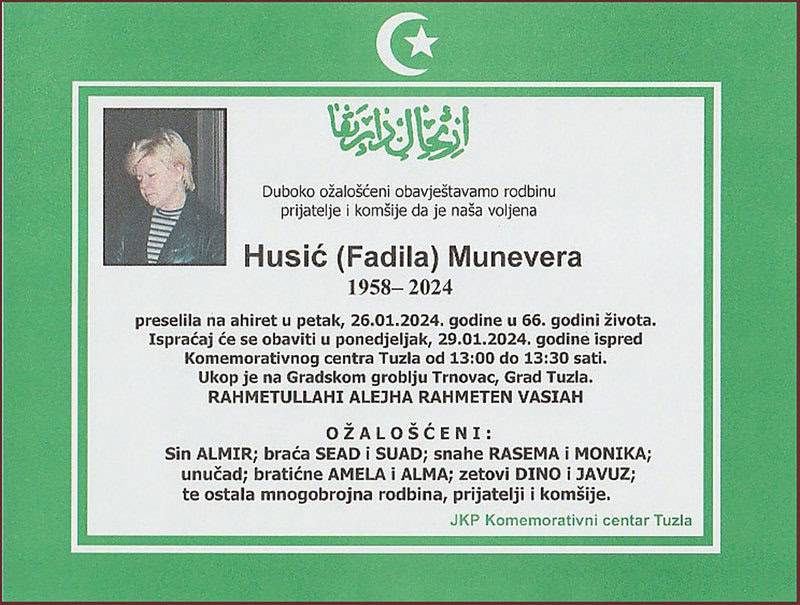 In memoriam: Munevera (Fadila) Husić - Tuzla L!VE