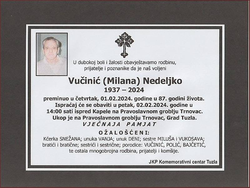 In memoriam: Nedeljko (Milana) Vučinić - Tuzla L!VE