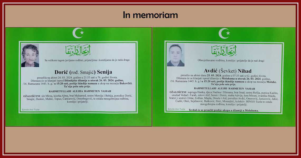 In memoriam: Senija Dorić (Smajić), Nihad (Ševketa) Avdić - Tuzla L!VE