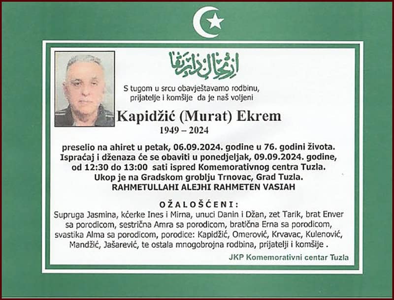 In memoriam: Ekrem (Murata) Kapidžić - Tuzla L!VE