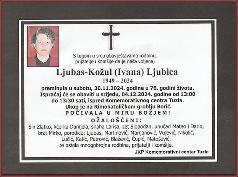 In memoriam: Ljubica (Ivana) Ljubas - Kožul - Tuzla L!VE