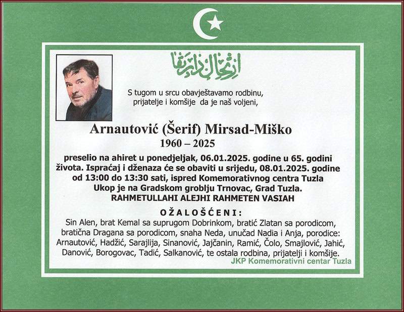 In memoriam: Mirsad (Šerifa) ARNAUTOVIĆ - Miško - Tuzla L!VE