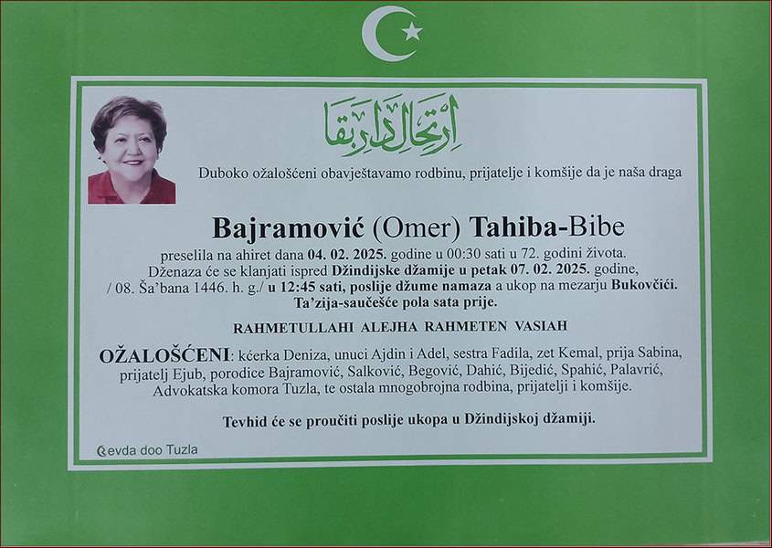 In memoriam: Tahiba (Omera) BAJRAMOVIĆ - Bibe - Tuzla L!VE