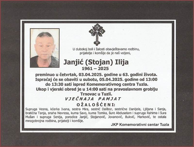 In memoriam: Ilija (Stojana) JANJIĆ - Tuzla L!VE