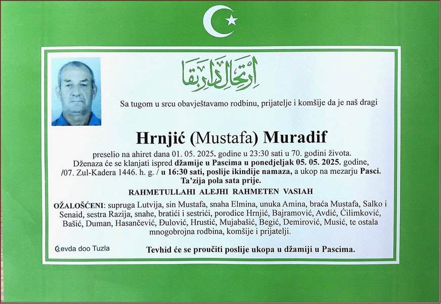 In memoriam: Muradif (Mustafe) HRNJIĆ - Tuzla L!VE