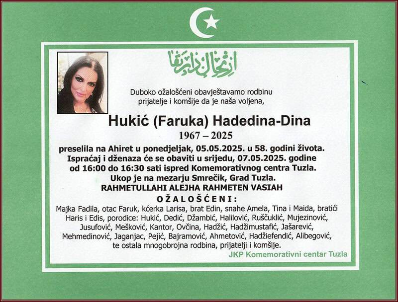 In memoriam: Hededina - Dina (Faruka) HUKIĆ - Tuzla L!VE