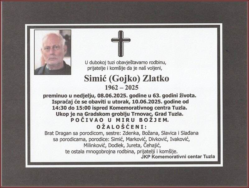In memoriam: Zlatko (Gojka) SIMIĆ - Tuzla L!VE
